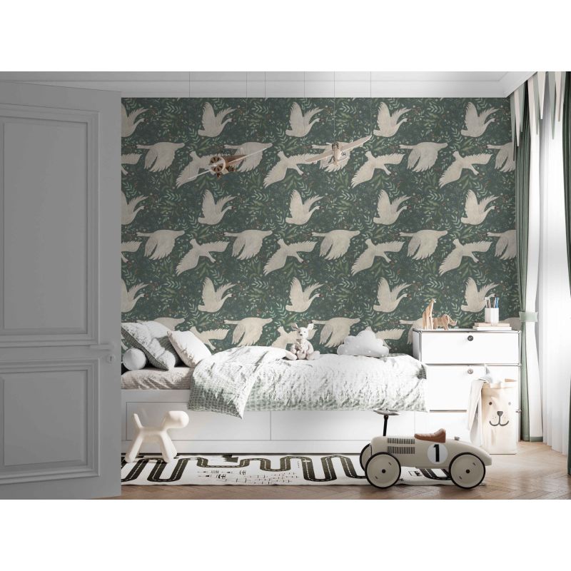 Behang – Zwanen / Groen