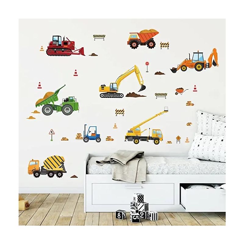 Muursticker - Bouwvoertuigen